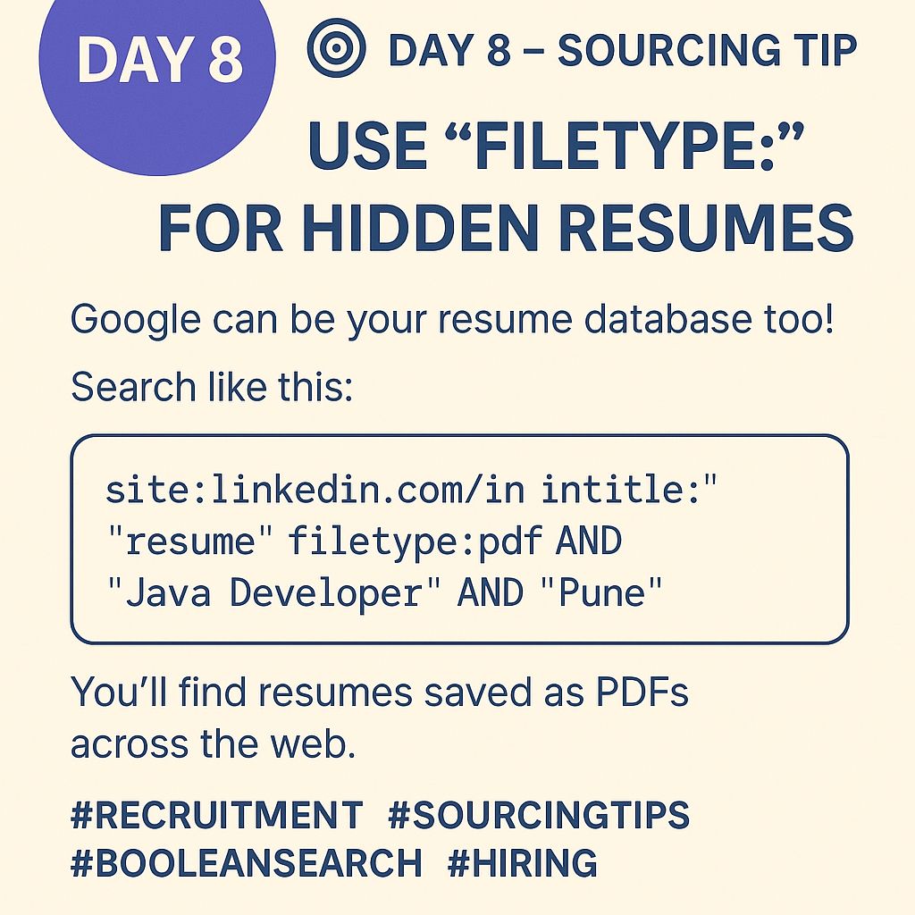 #SourcingTip #Day8 – Use “filetype” for hidden resume – SourcingSpider