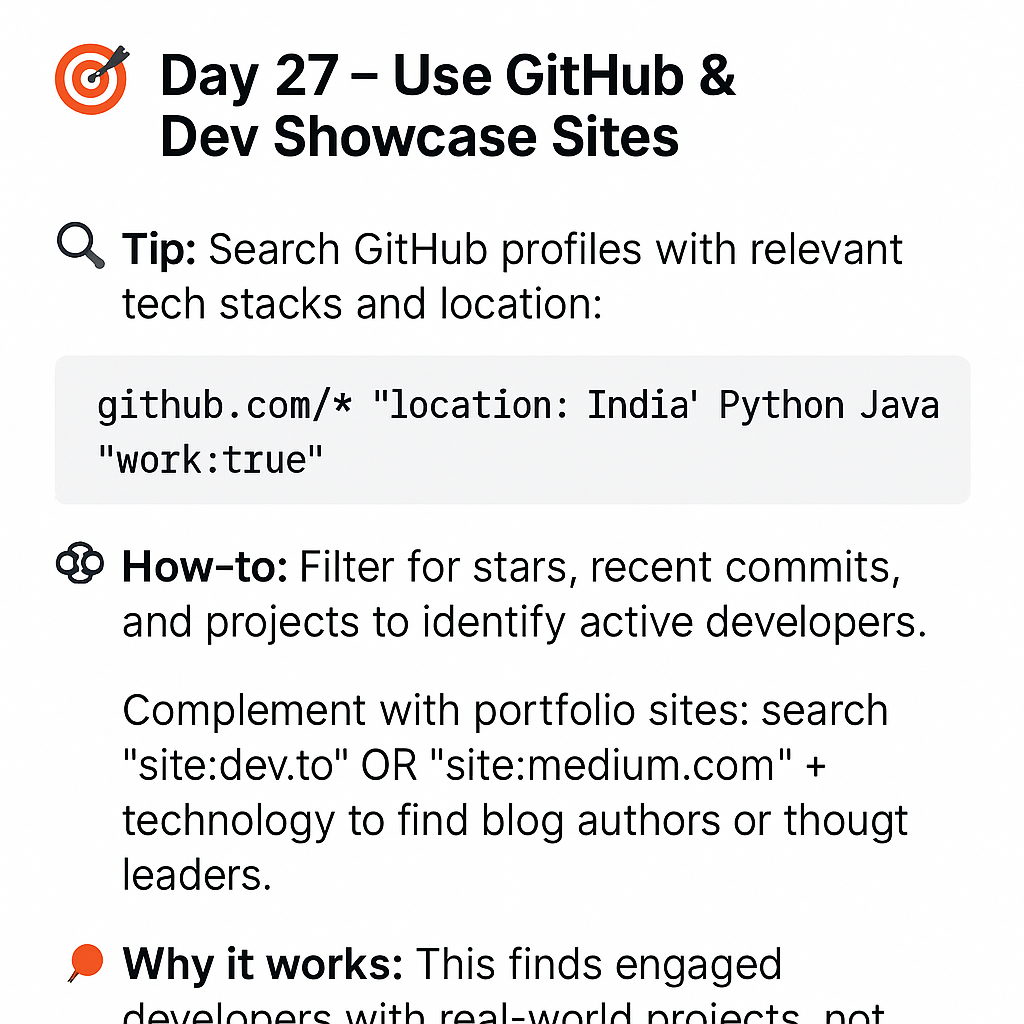 #Sourcingtip-Day27- Use #GitHub and Dev Showcase sites – SourcingSpider