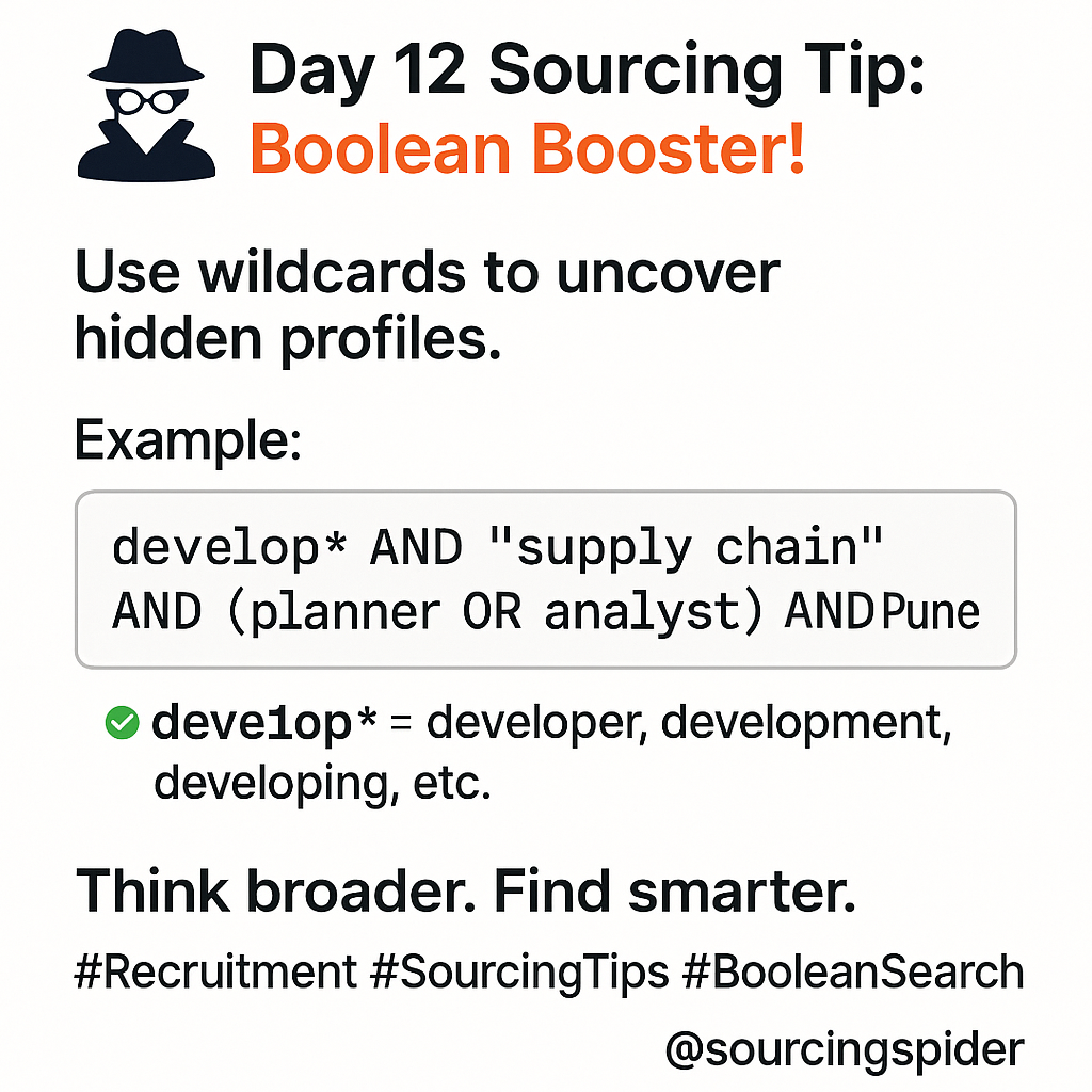 #SourcingTip Day12 – Boolean Booster – SourcingSpider