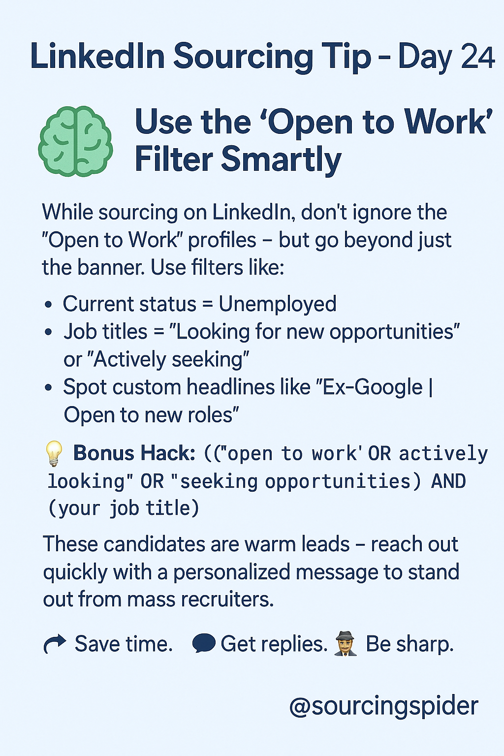 #SourcingTip – Day24 – Use Open to Work Filter smartly on #LinkedIn – SourcingSpider