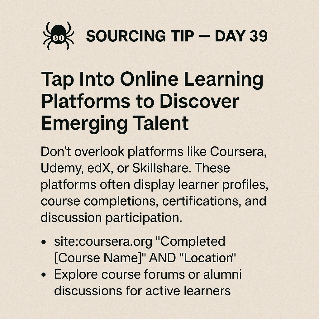 #SourcingTip -Day 39 – Leverage Online Learning platforms for emerging Talents – SourcingSpider
