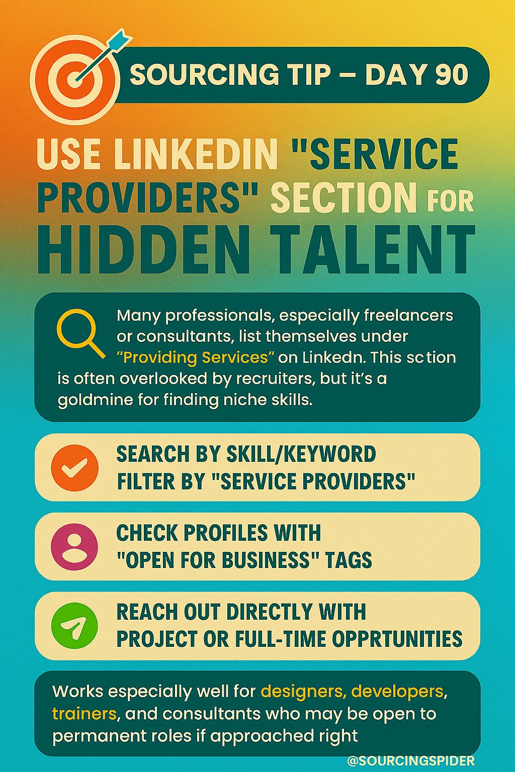 #SourcingTip- Day90- Use LinkedIn “Service Providers” – SourcingSpider