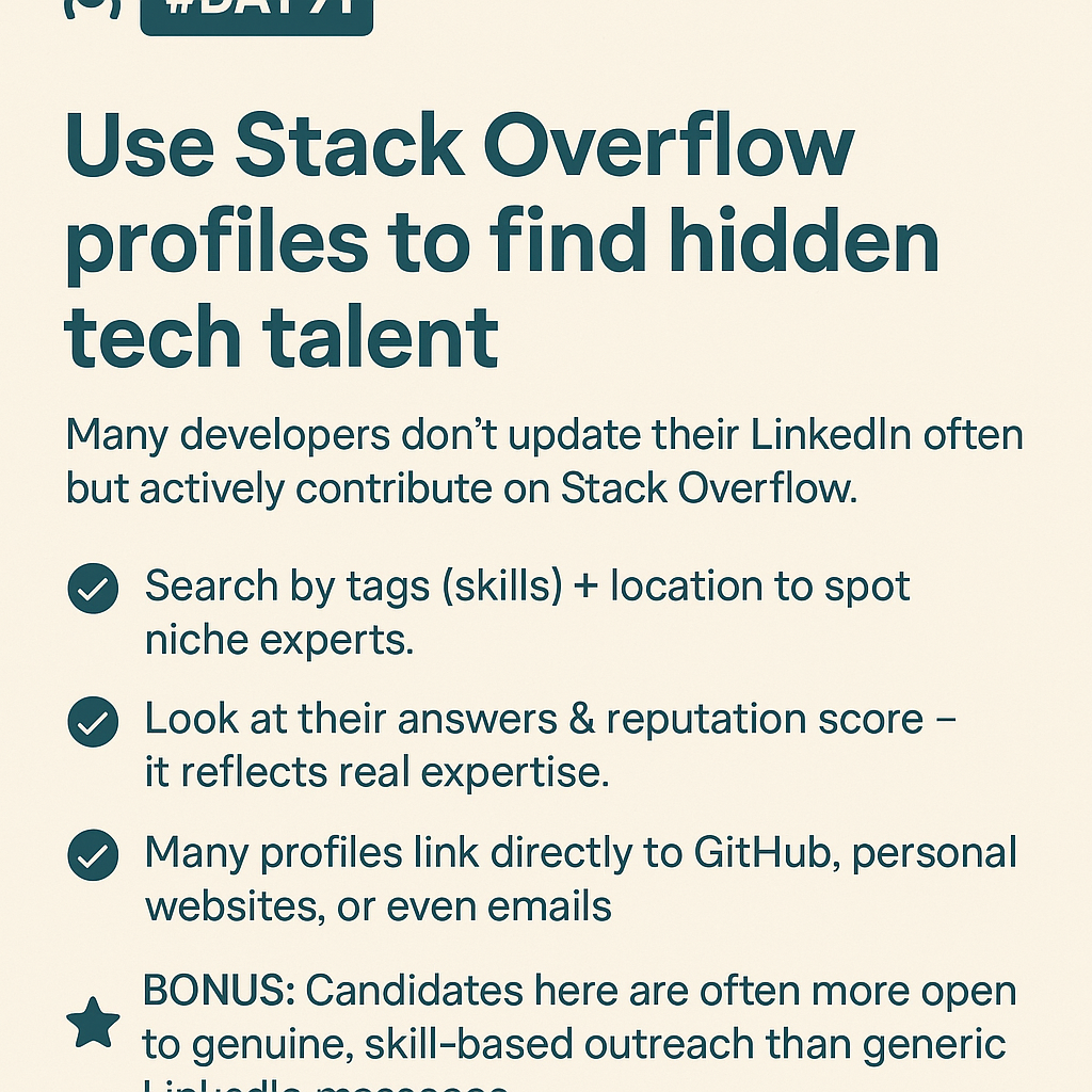 #SourcingTip- Day 91- Use Stack Overflow profiles to find Hidden talent – SourcingSpider