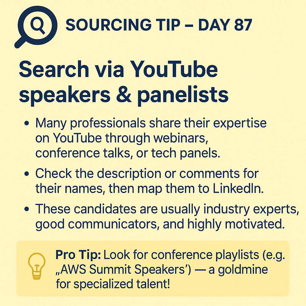#SourcingTip- Day 87 Search via YouTube speakers & Panelist – SourcingSpider