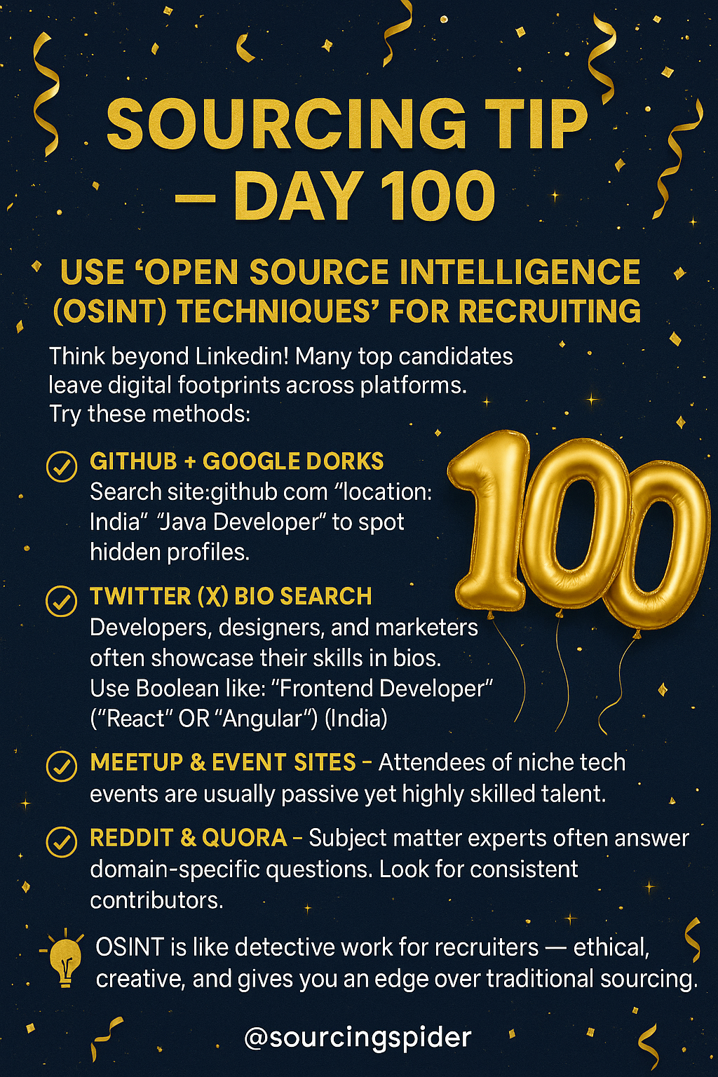 #SourcingTip- Day 💯- Use OSINT techniques for Sourcing Talent – SourcingSpider