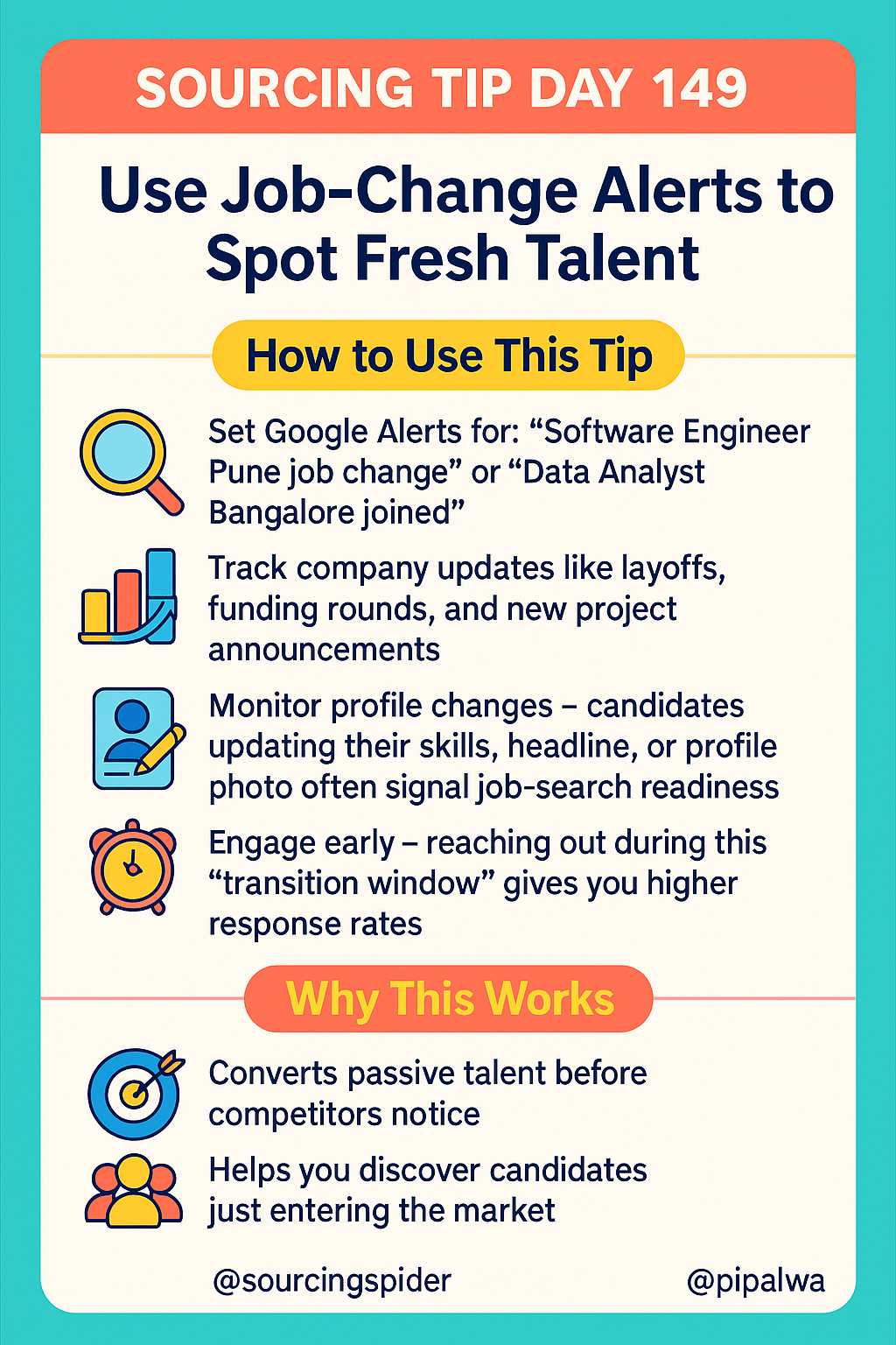 Sourcing Tip- Day 149: Use Job Change Alerts to Spot Fresh Talent.🚦🔍 ...