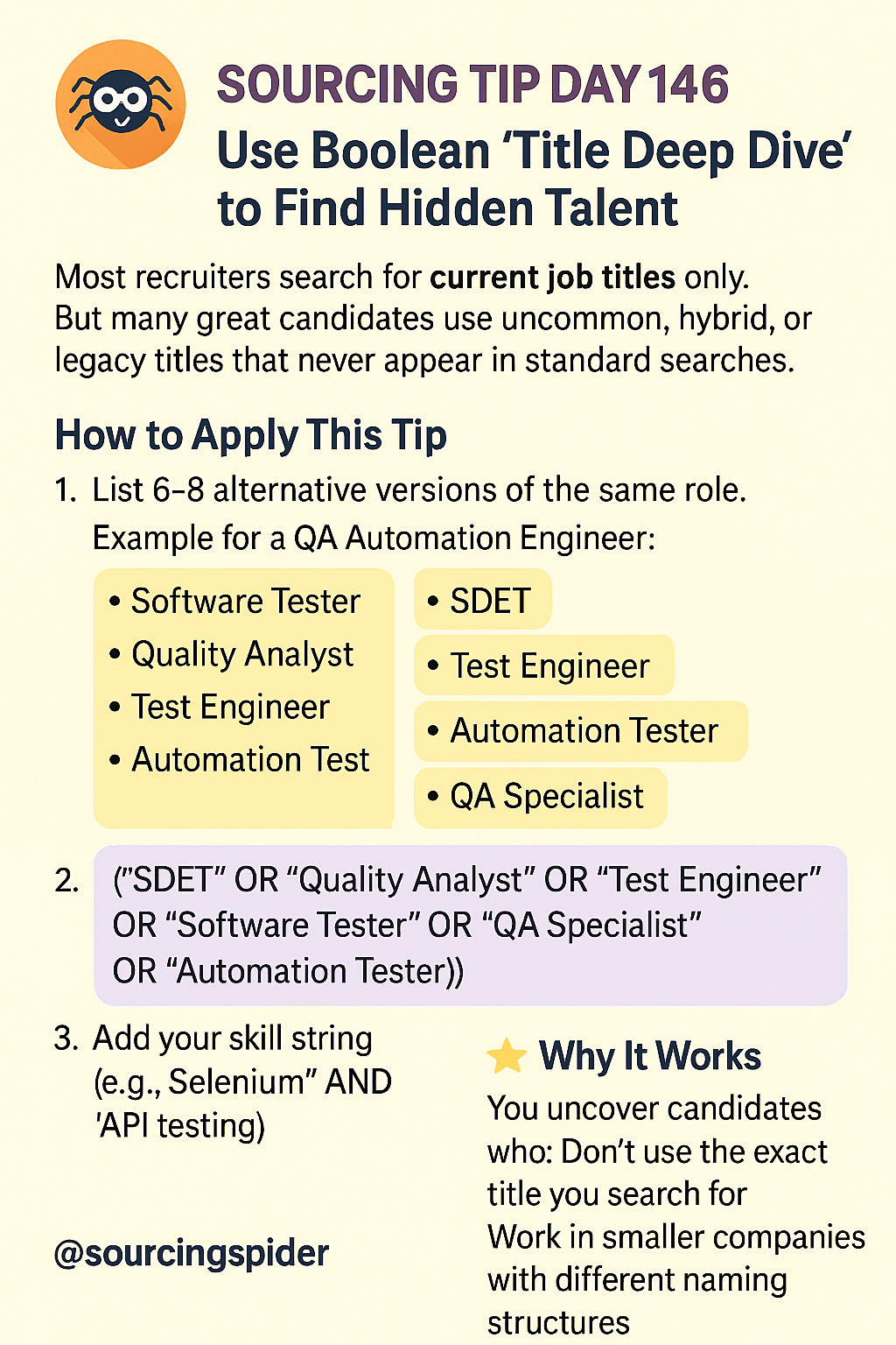 Sourcing Tip- Day 146- Use Boolean “,Title Deep Dive” to Find Hidden Talent – SourcingSpider